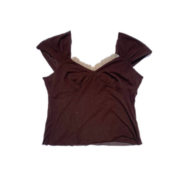 New York city | Tops | 9s Chocolate Brown Pixie Sheer Ruffle Sleeveless ...
